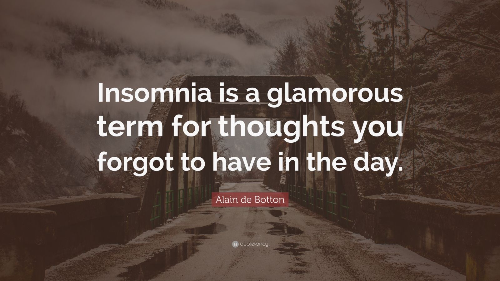 Alain de Botton Quote: “Insomnia is a glamorous term for thoughts you ...