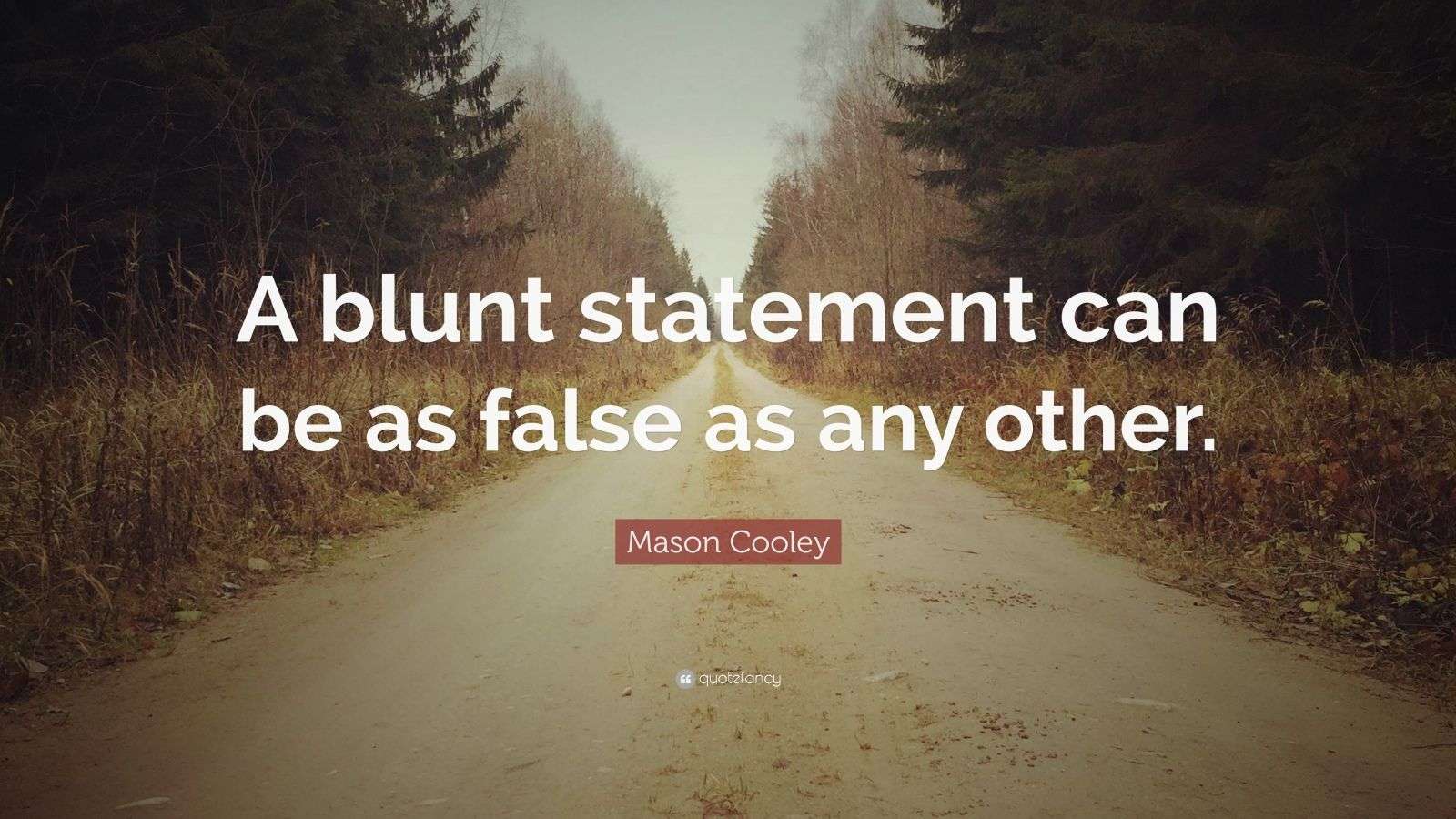 Mason Cooley Quote: “A blunt statement can be as false as any other.”