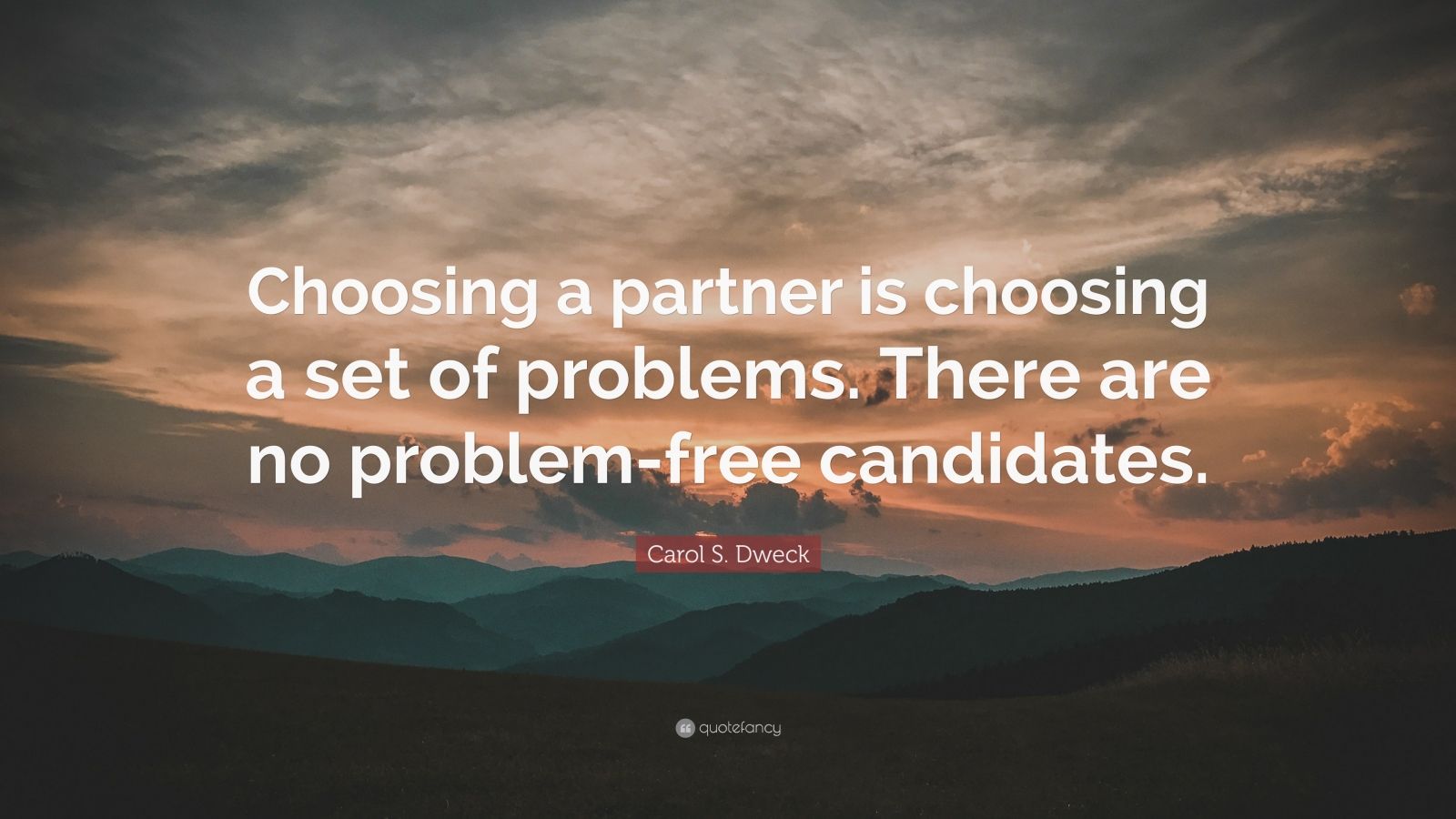 Carol S. Dweck Quote: “Choosing a partner is choosing a set of problems ...