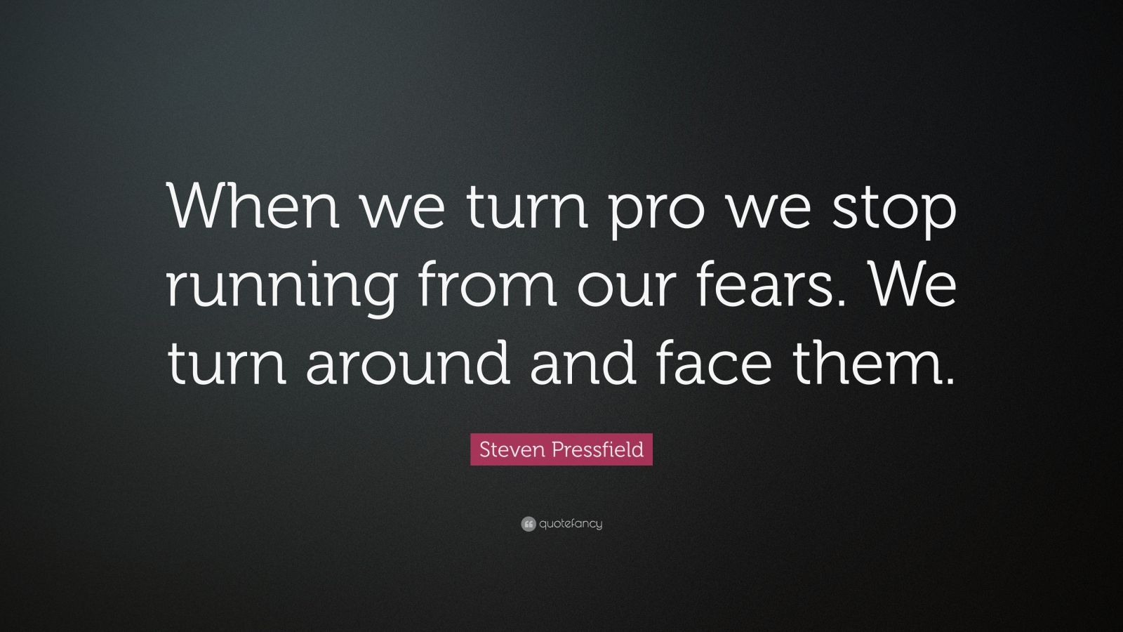 Steven Pressfield Quote: “When we turn pro we stop running from our ...