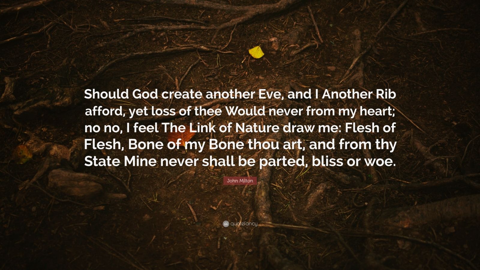 John Milton Quote: “Should God create another Eve, and I Another Rib ...