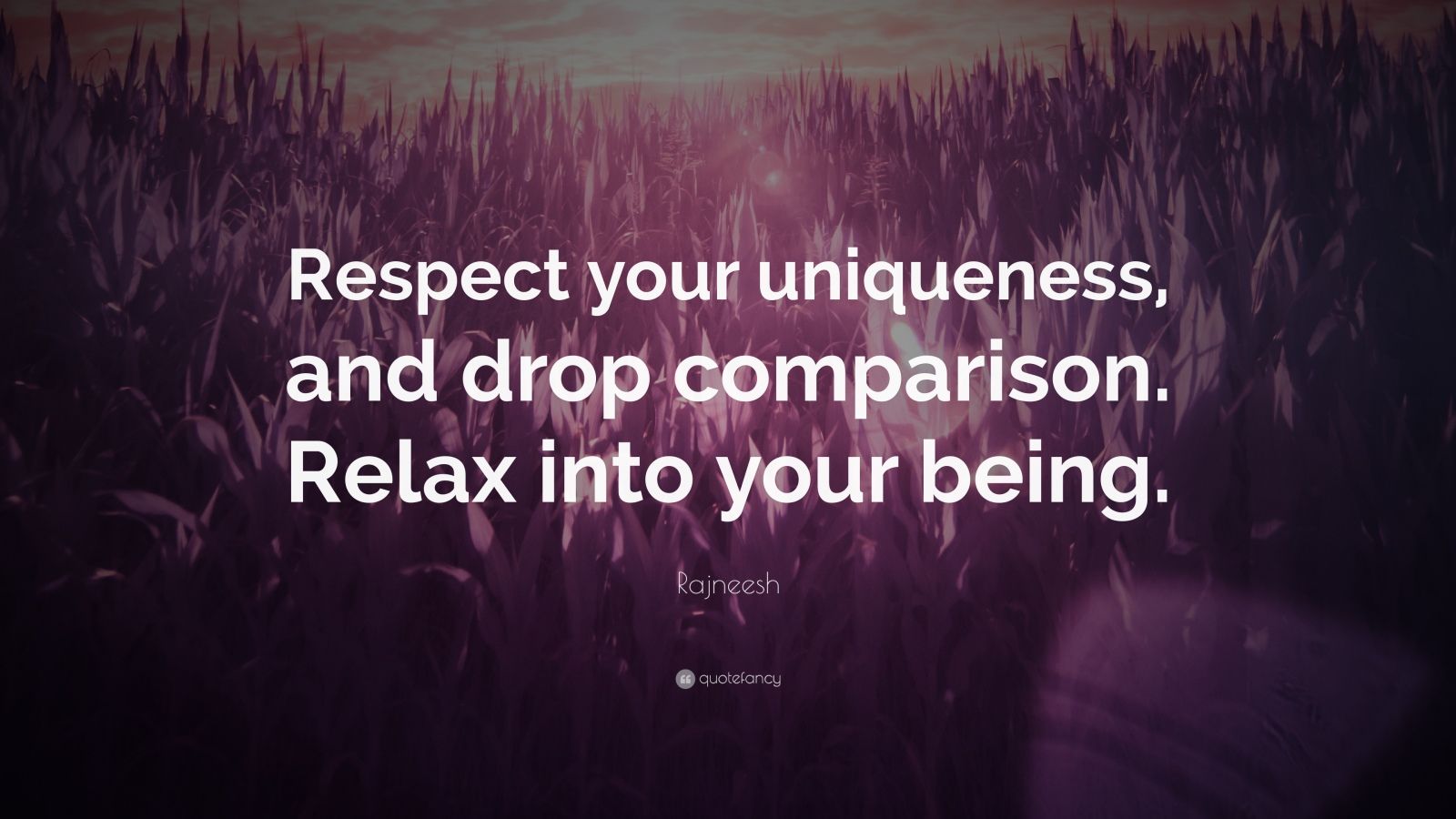 Rajneesh Quote: “Respect your uniqueness, and drop comparison. Relax ...