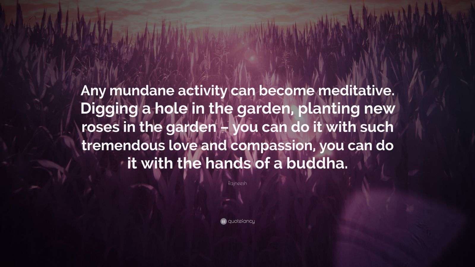 Rajneesh Quote: “Any mundane activity can become meditative. Digging a ...