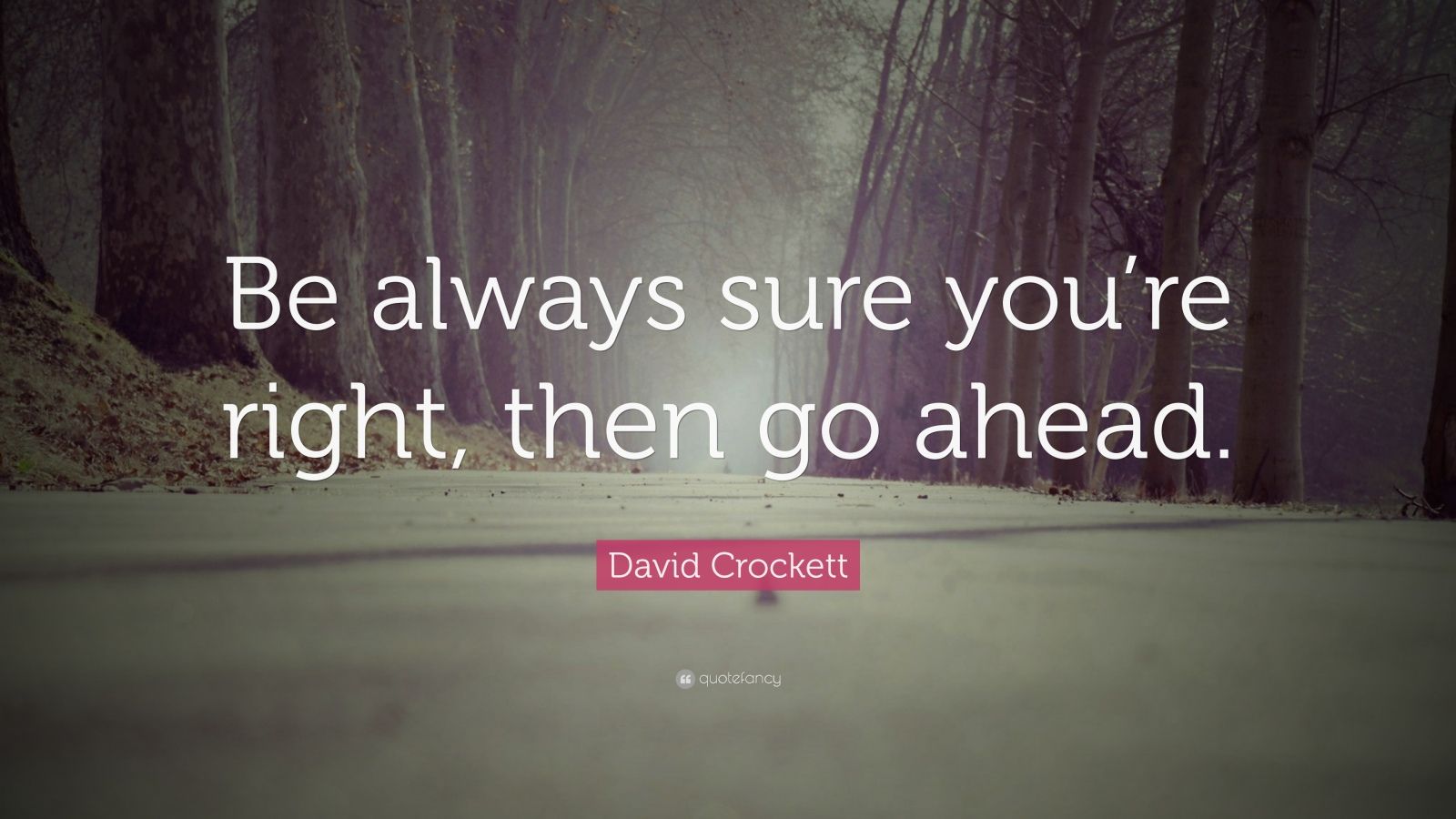 David Crockett Quote: “Be always sure you’re right, then go ahead.” (18 ...