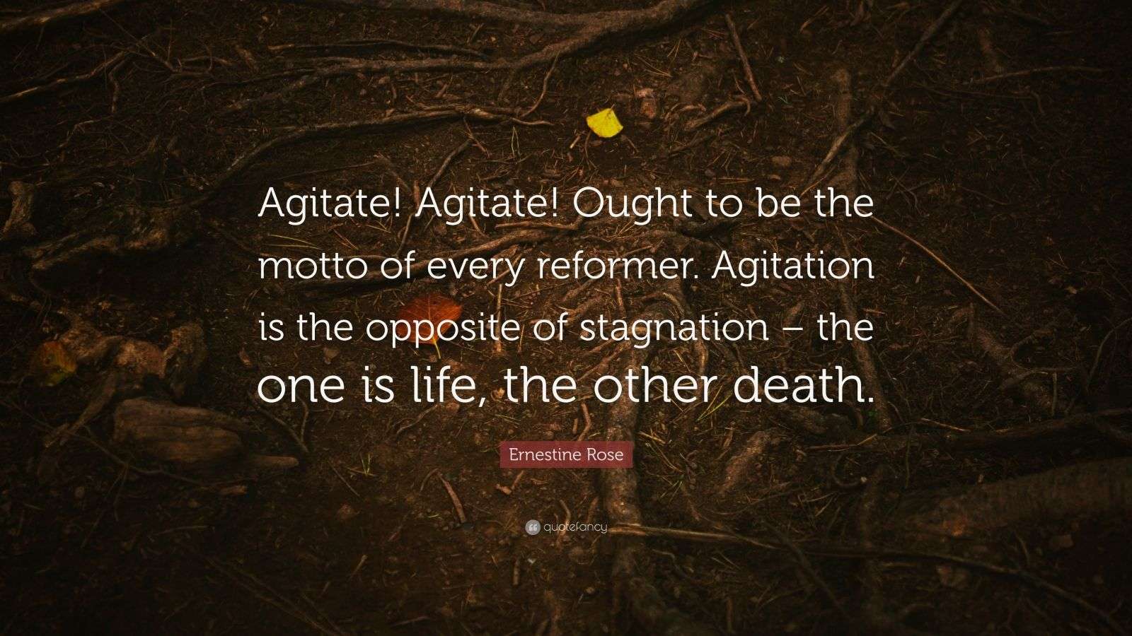 Ernestine Rose Quote: “Agitate! Agitate! Ought to be the motto of every ...