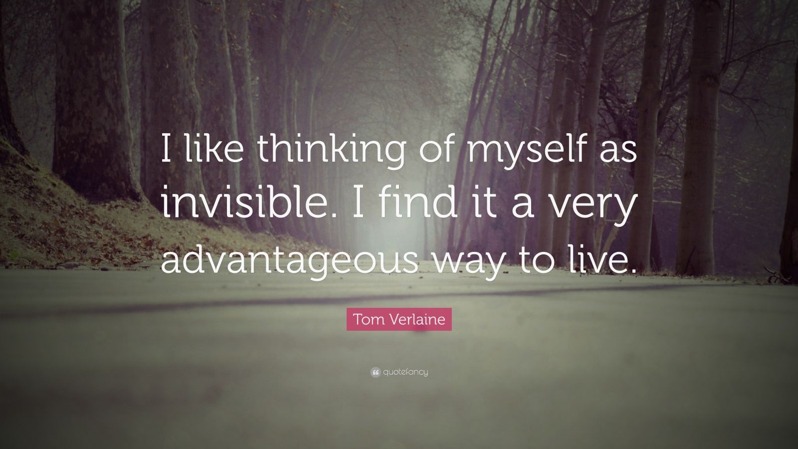 Tom Verlaine Quote: “I like thinking of myself as invisible. I find it ...