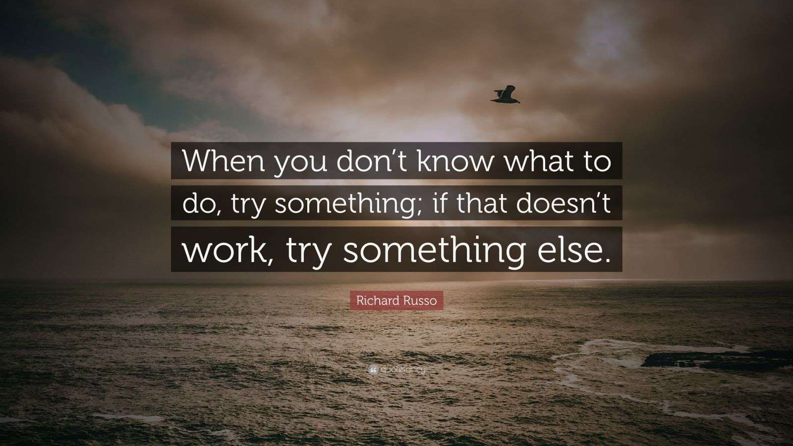 Richard Russo Quote: “When you don’t know what to do, try something; if ...