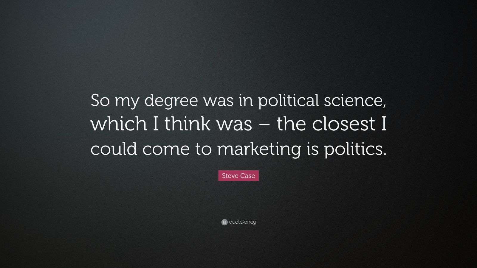 Steve Case Quote: “So my degree was in political science, which I think ...