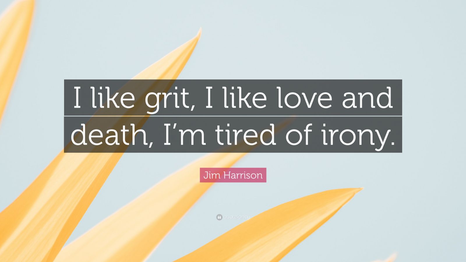 Jim Harrison Quote: “I like grit, I like love and death, I’m tired of ...
