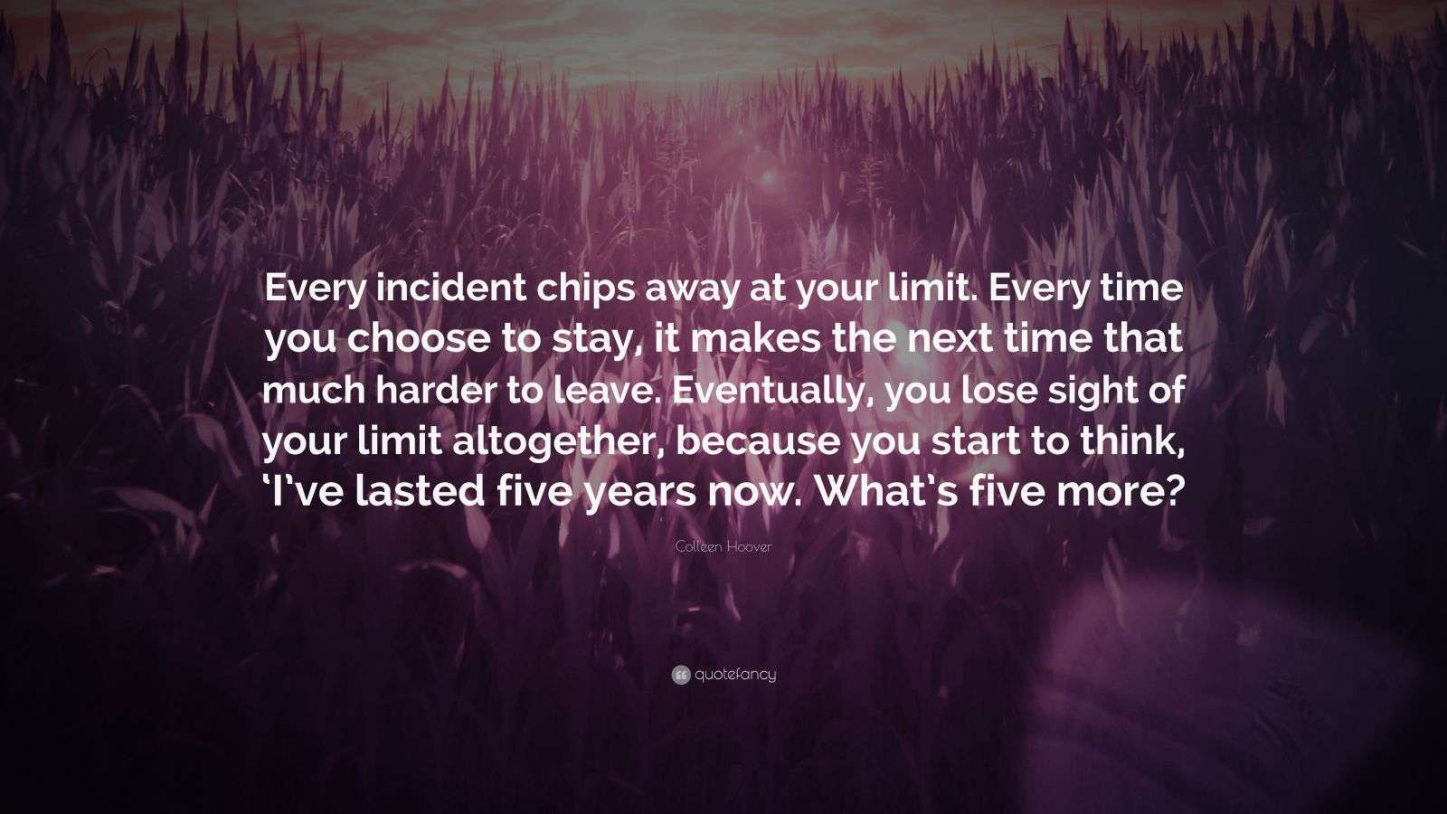 Colleen Hoover Quote: “Every incident chips away at your limit. Every ...