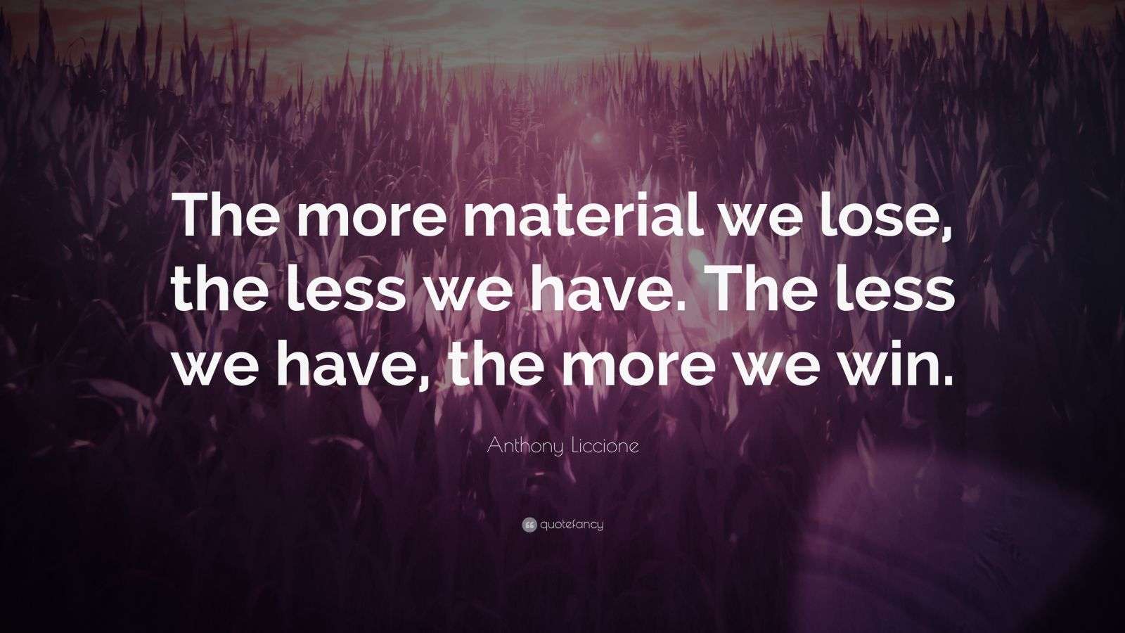 Anthony Liccione Quote: “The more material we lose, the less we have ...
