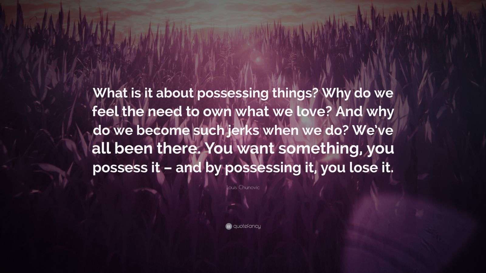 Louis Chunovic Quote: “What is it about possessing things? Why do we ...