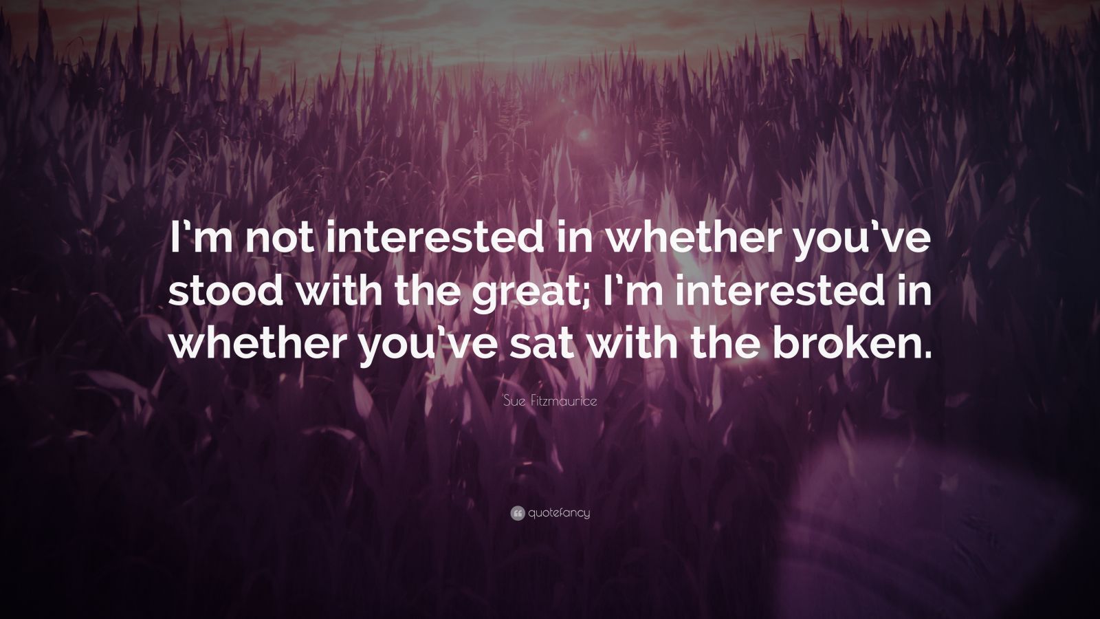 Sue Fitzmaurice Quote: “I’m not interested in whether you’ve stood with ...