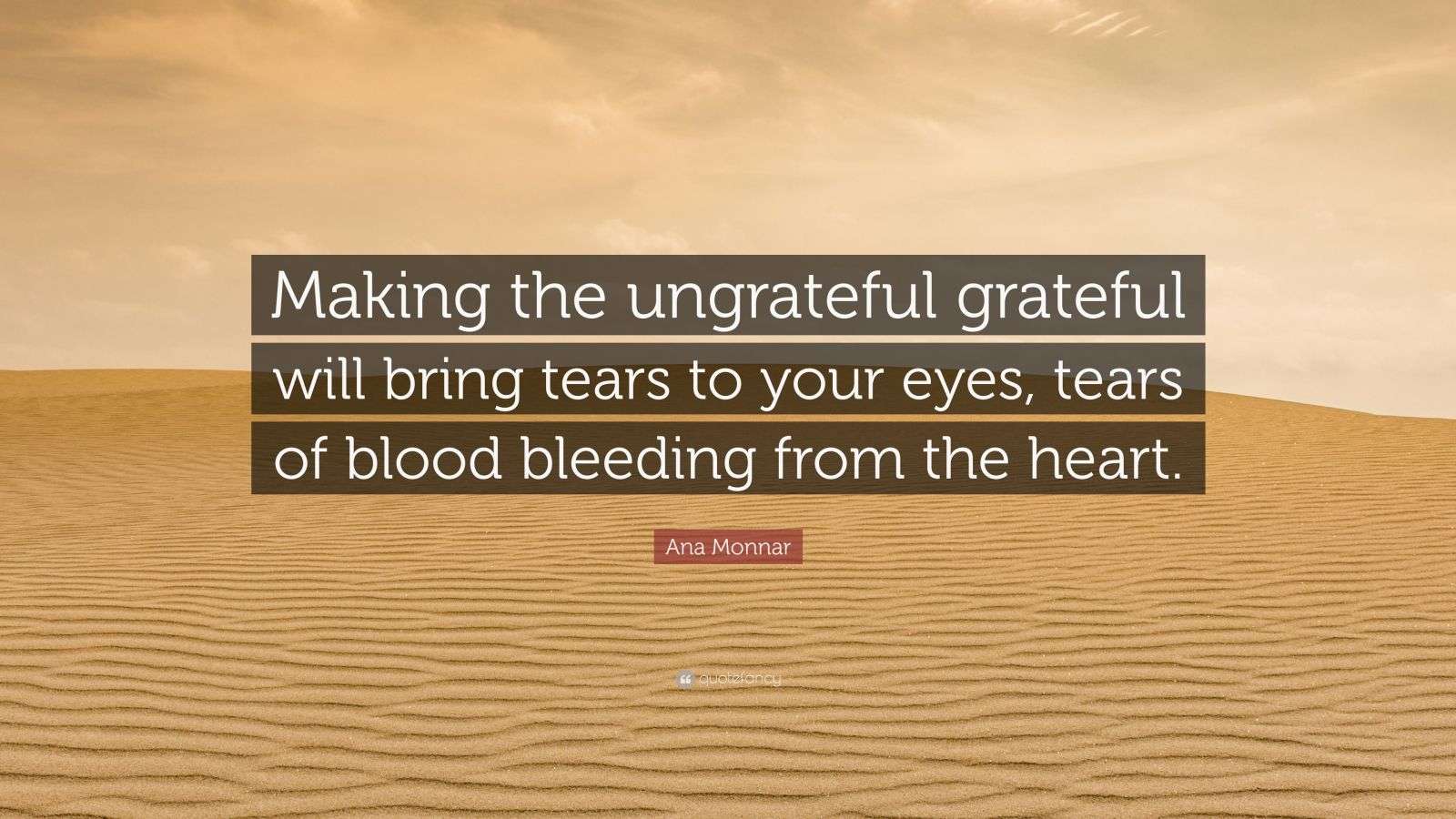 Ana Monnar Quote: “Making the ungrateful grateful will bring tears to ...