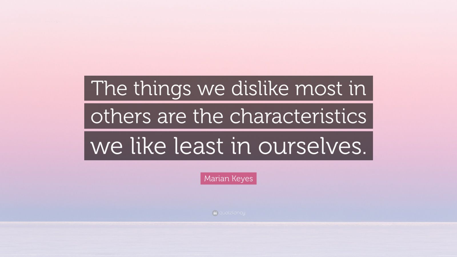 Marian Keyes Quote: “The things we dislike most in others are the ...