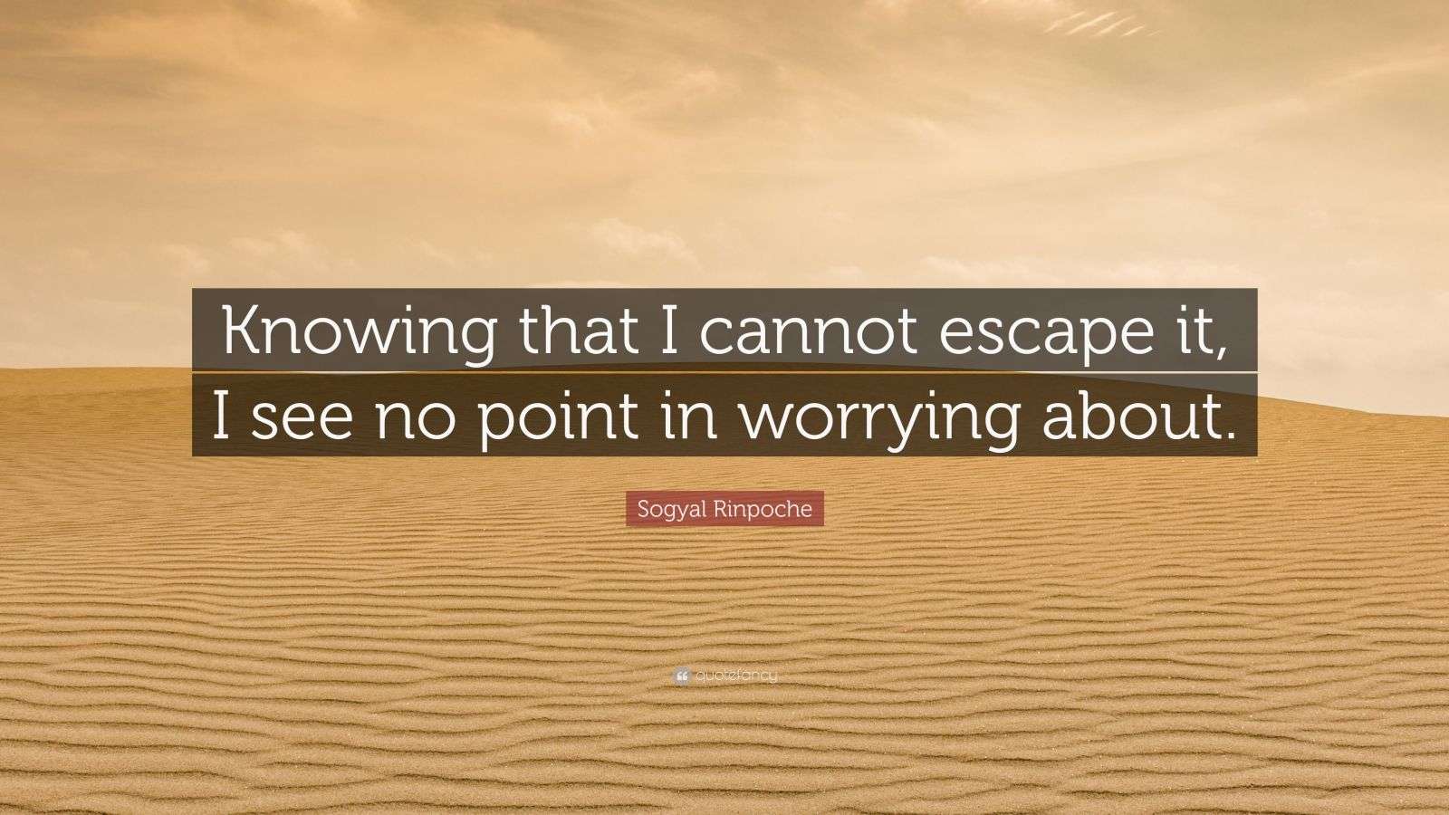 Sogyal Rinpoche Quote: “Knowing that I cannot escape it, I see no point ...
