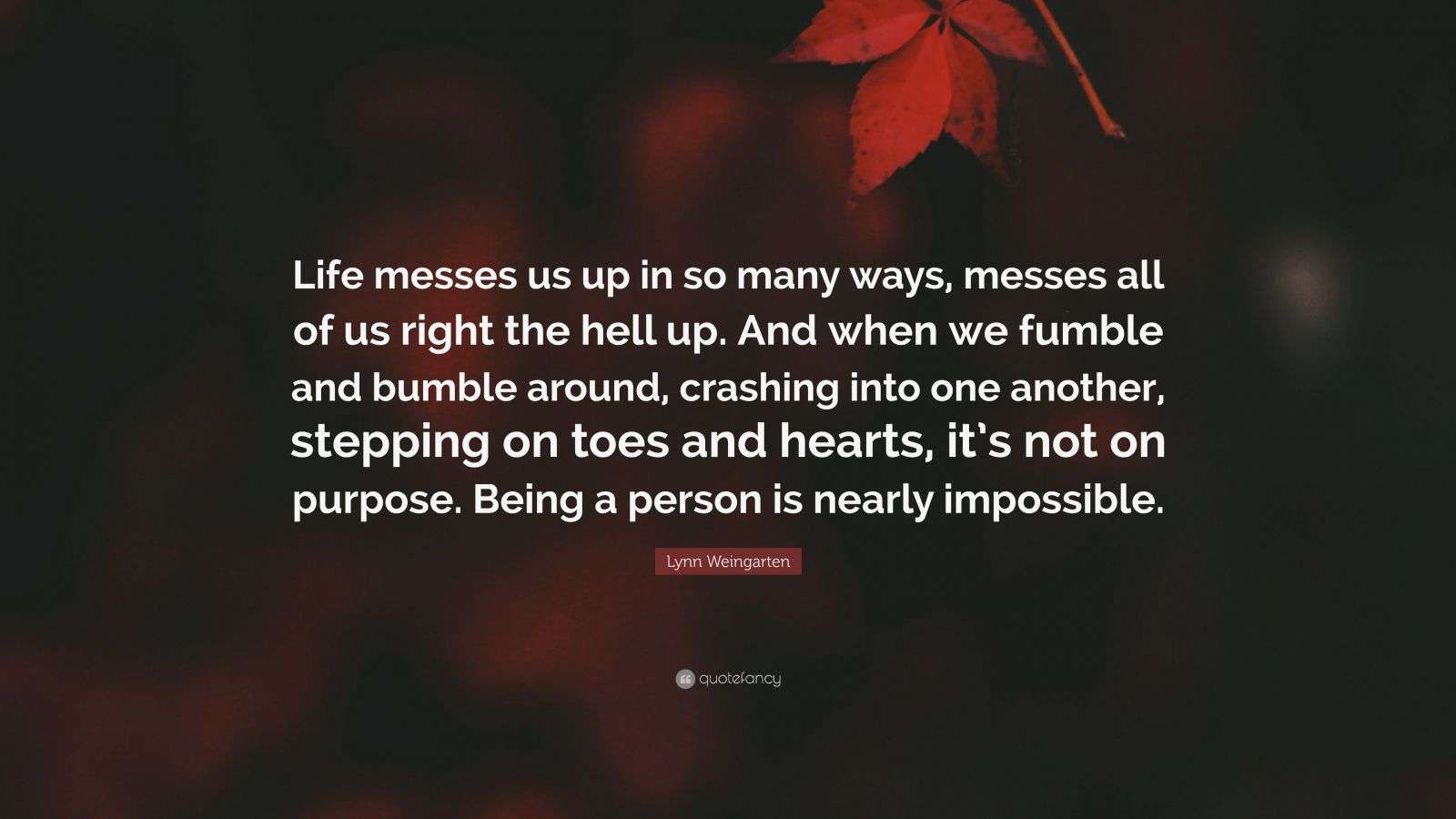 Lynn Weingarten Quote: “Life messes us up in so many ways, messes all ...