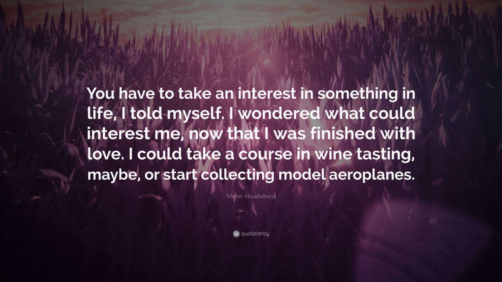 Michel Houellebecq Quote: “You have to take an interest in something in ...