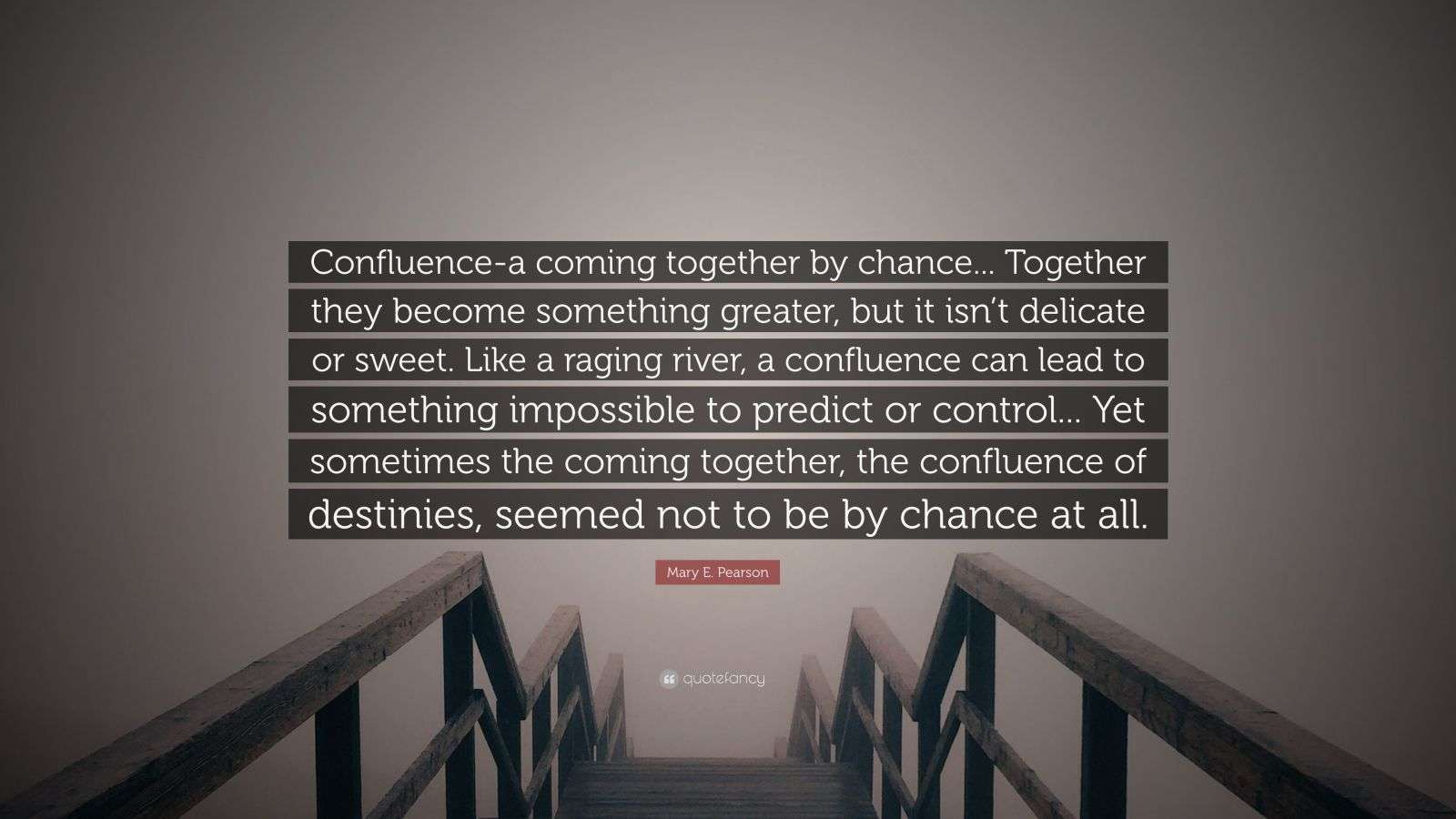 Mary E. Pearson Quote: “Confluence-a coming together by chance ...