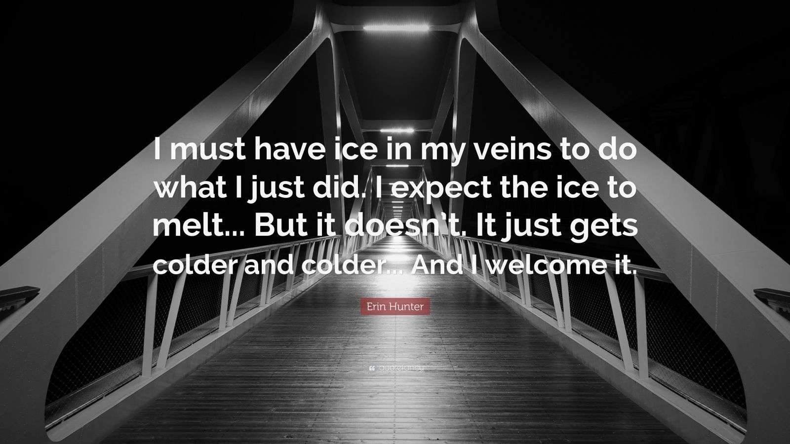 Erin Hunter Quote: “I must have ice in my veins to do what I just did ...