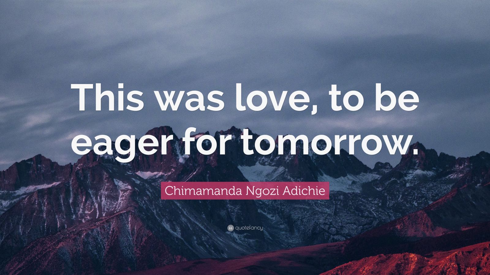 Chimamanda Ngozi Adichie Quote: “This was love, to be eager for tomorrow.”