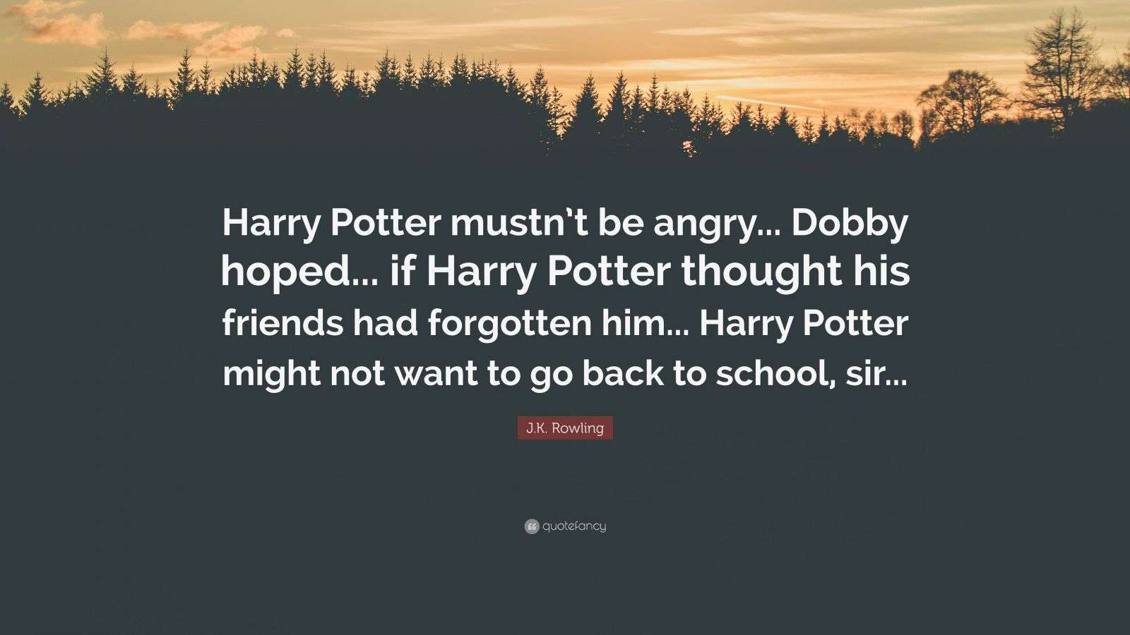 J.K. Rowling Quote: “Harry Potter mustn’t be angry... Dobby hoped... if ...