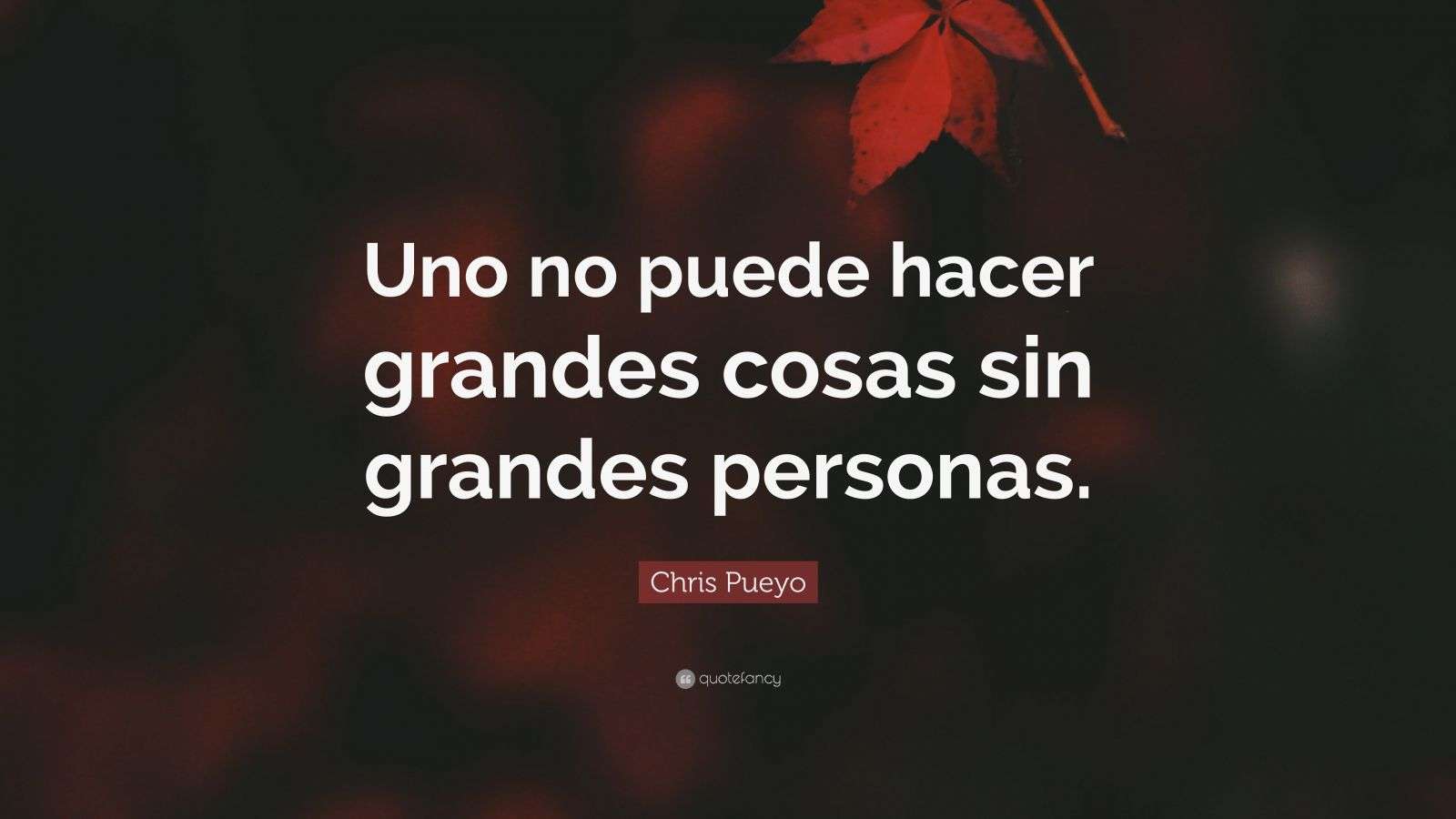 Chris Pueyo Quote: “Uno no puede hacer grandes cosas sin grandes personas.”