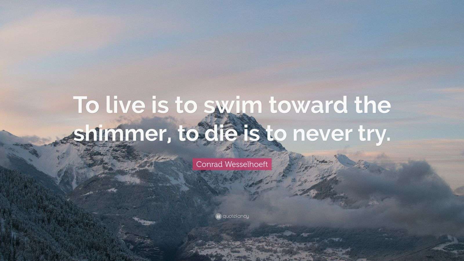Conrad Wesselhoeft Quote: “To live is to swim toward the shimmer, to ...