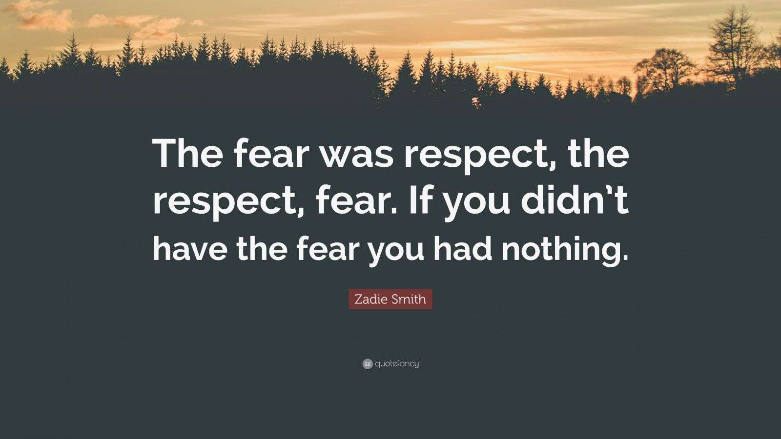 Zadie Smith Quote: “The fear was respect, the respect, fear. If you ...