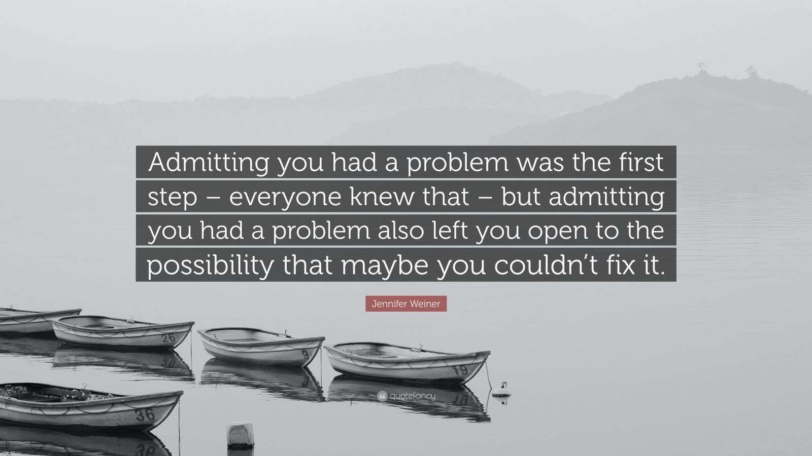 Jennifer Weiner Quote: “Admitting you had a problem was the first step ...