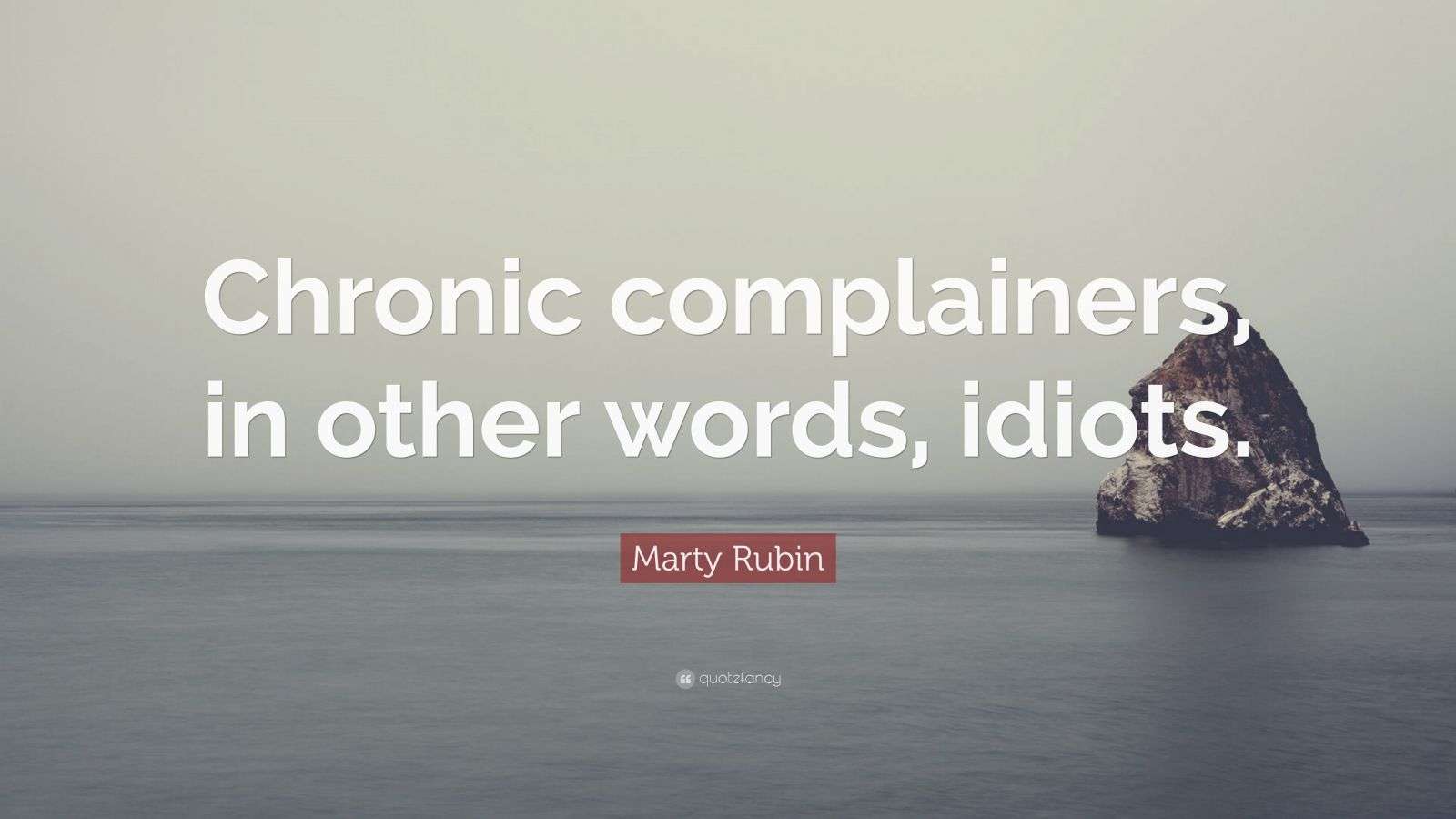 Marty Rubin Quote: “Chronic complainers, in other words, idiots.”