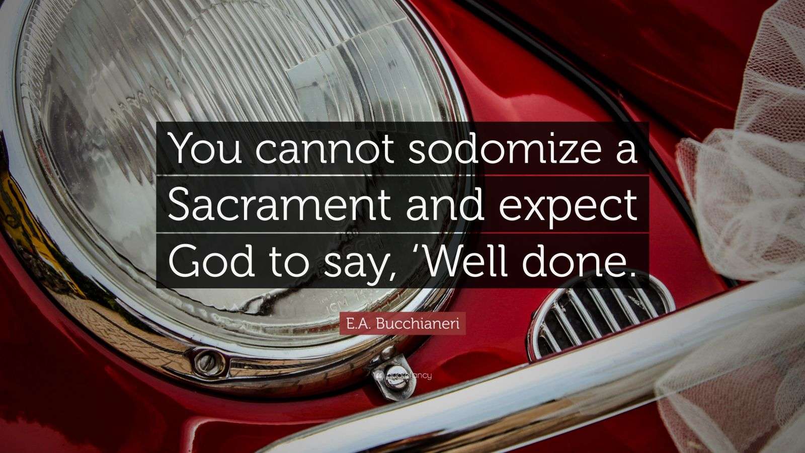 E.A. Bucchianeri Quote: “You cannot sodomize a Sacrament and expect God ...