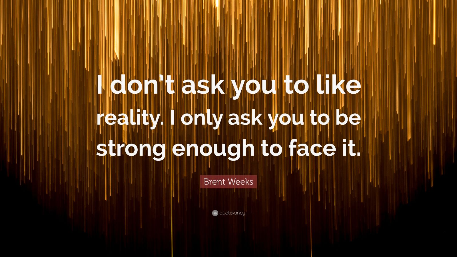 Brent Weeks Quote: “I don’t ask you to like reality. I only ask you to ...
