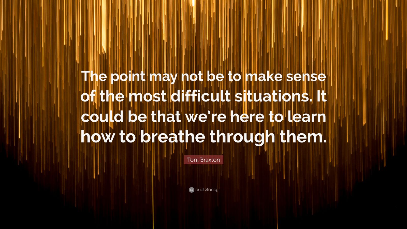Toni Braxton Quote: “The point may not be to make sense of the most ...