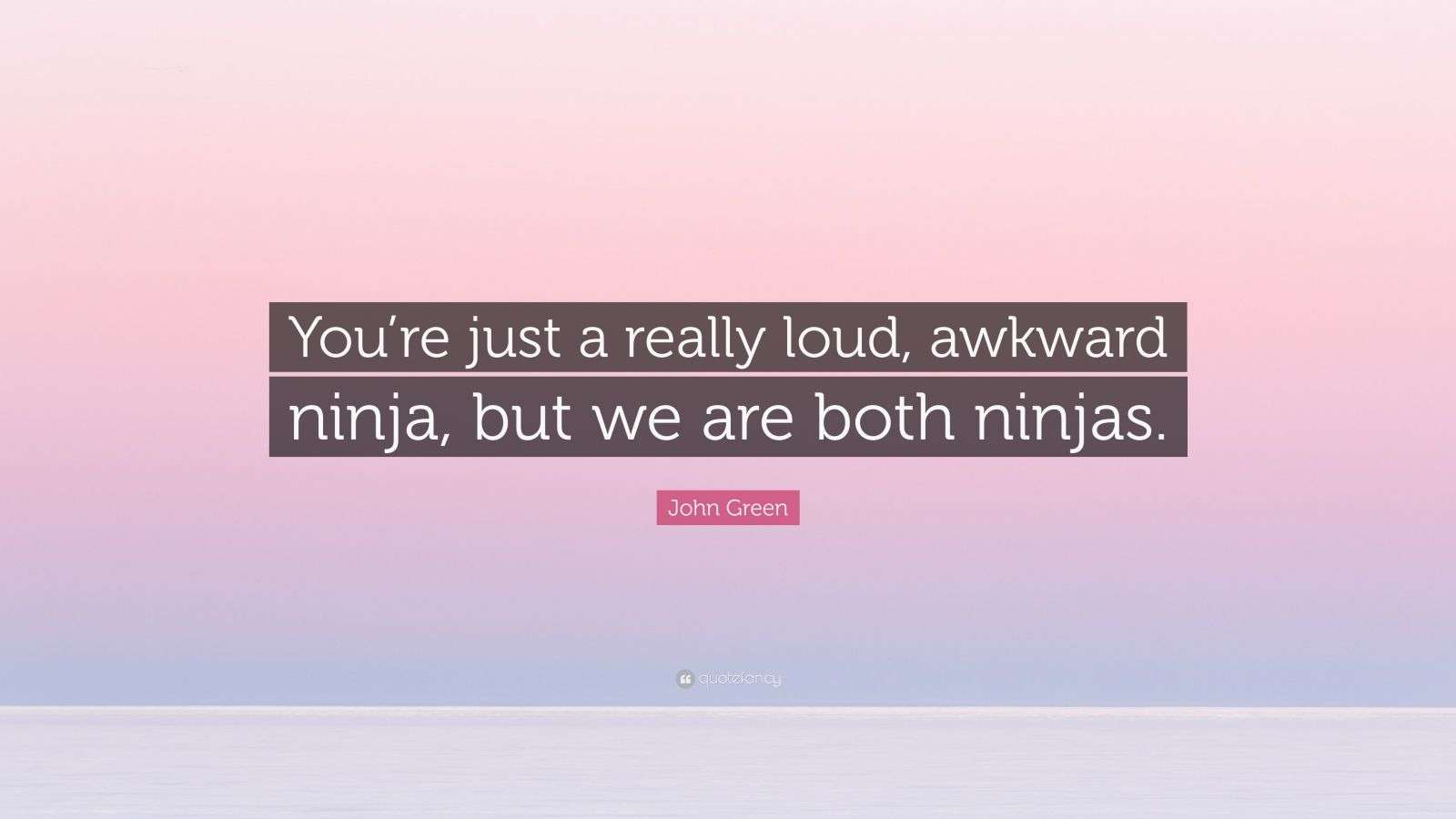 John Green Quote: “You’re just a really loud, awkward ninja, but we are ...
