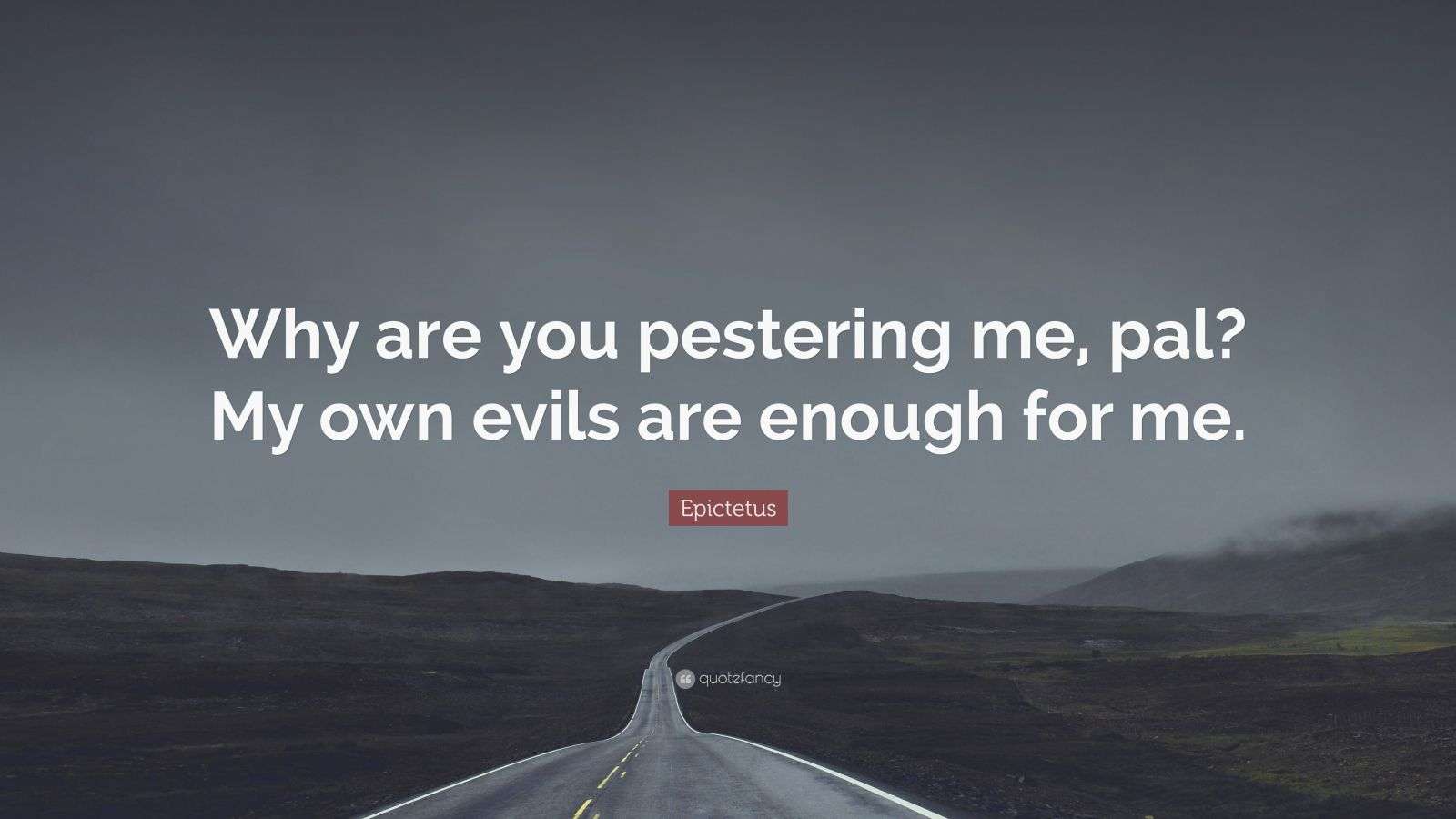 Epictetus Quote: “Why are you pestering me, pal? My own evils are ...