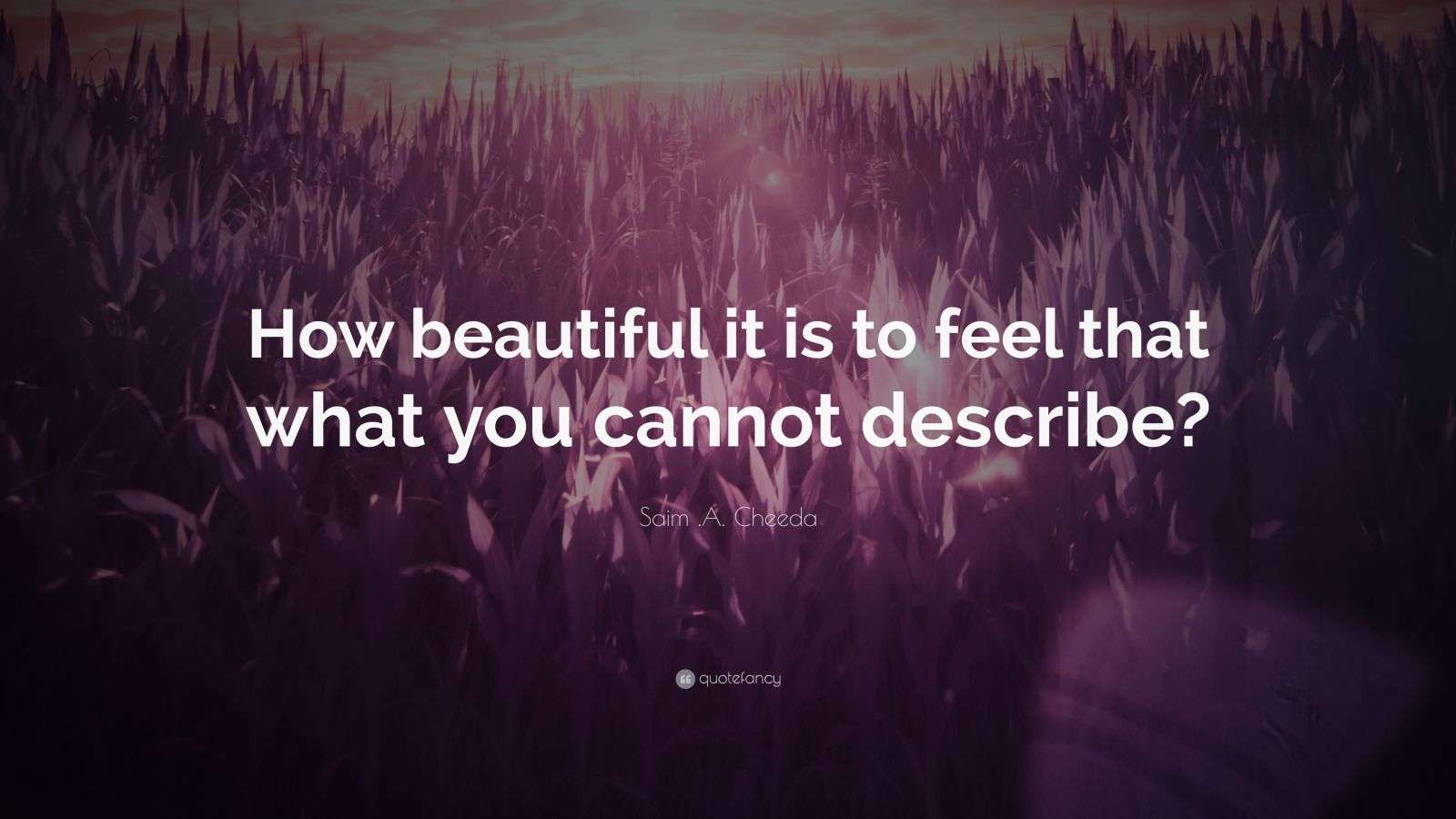 Saim .A. Cheeda Quote: “How beautiful it is to feel that what you ...