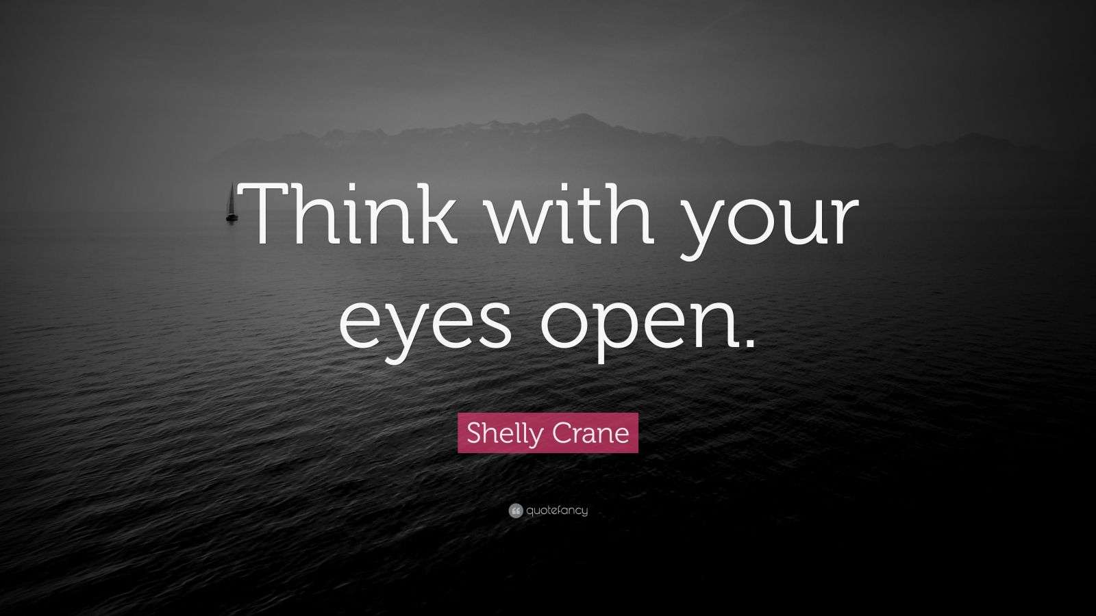 Shelly Crane Quote: “Think with your eyes open.”