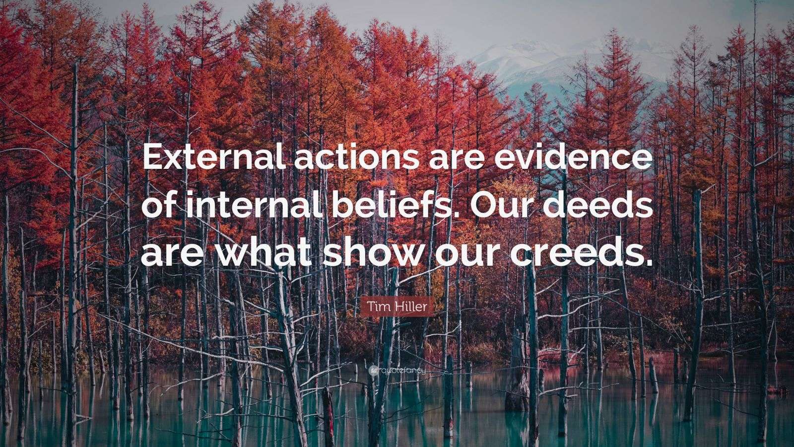 Tim Hiller Quote: “External actions are evidence of internal beliefs ...