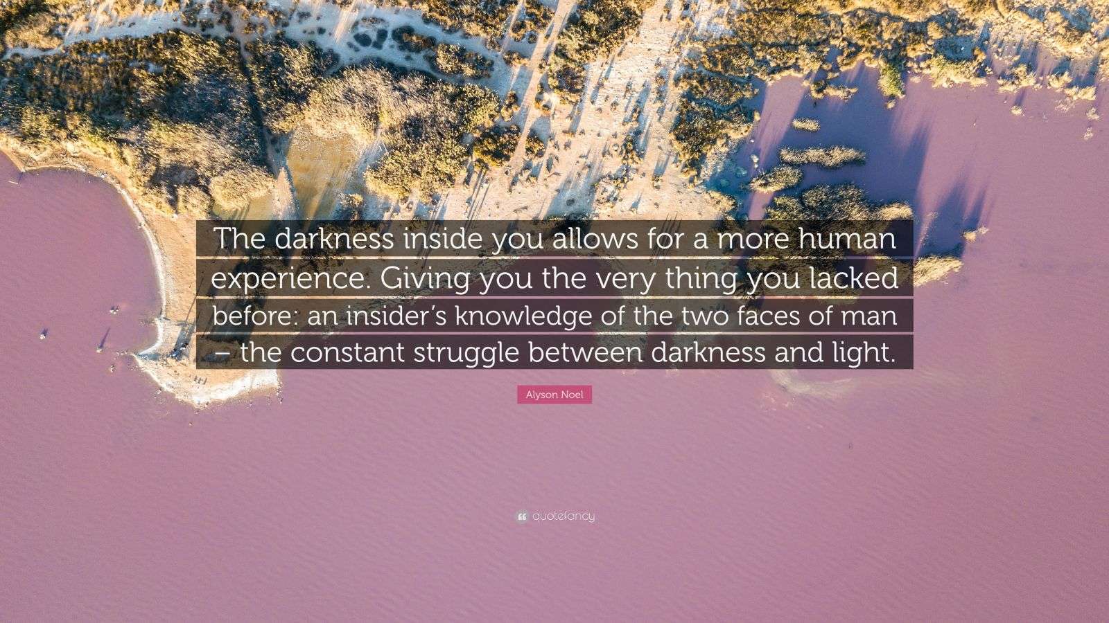 Alyson Noel Quote: “The darkness inside you allows for a more human ...