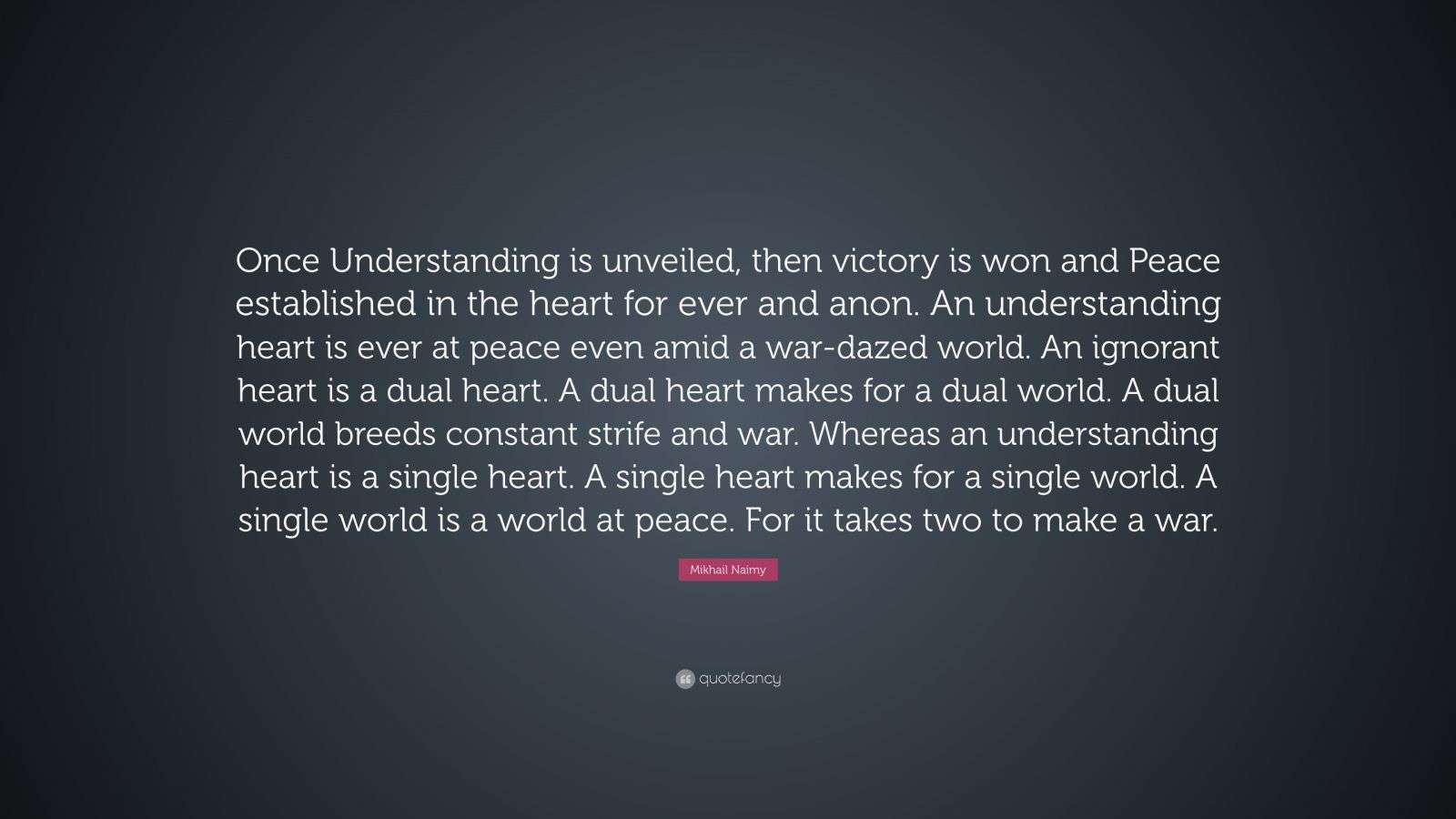 Mikhail Naimy Quote: “Once Understanding is unveiled, then victory is ...