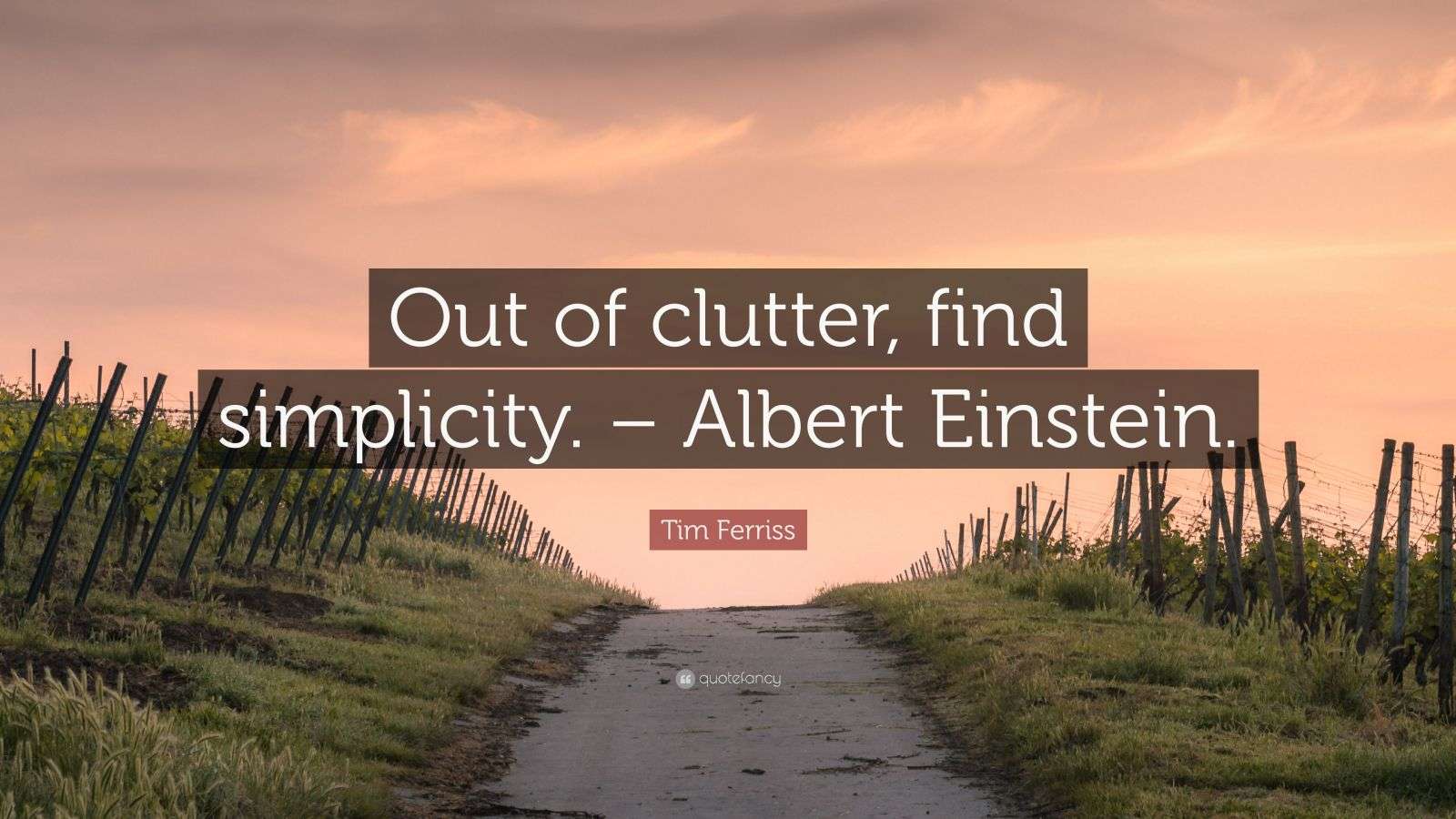 Tim Ferriss Quote: “Out of clutter, find simplicity. – Albert Einstein.”