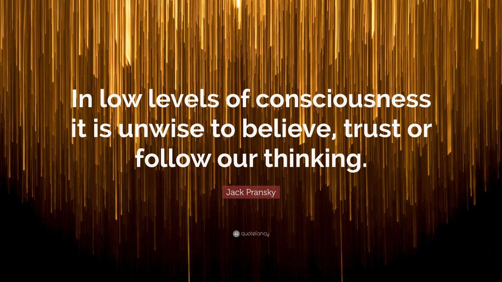 Jack Pransky Quote: “In low levels of consciousness it is unwise to ...