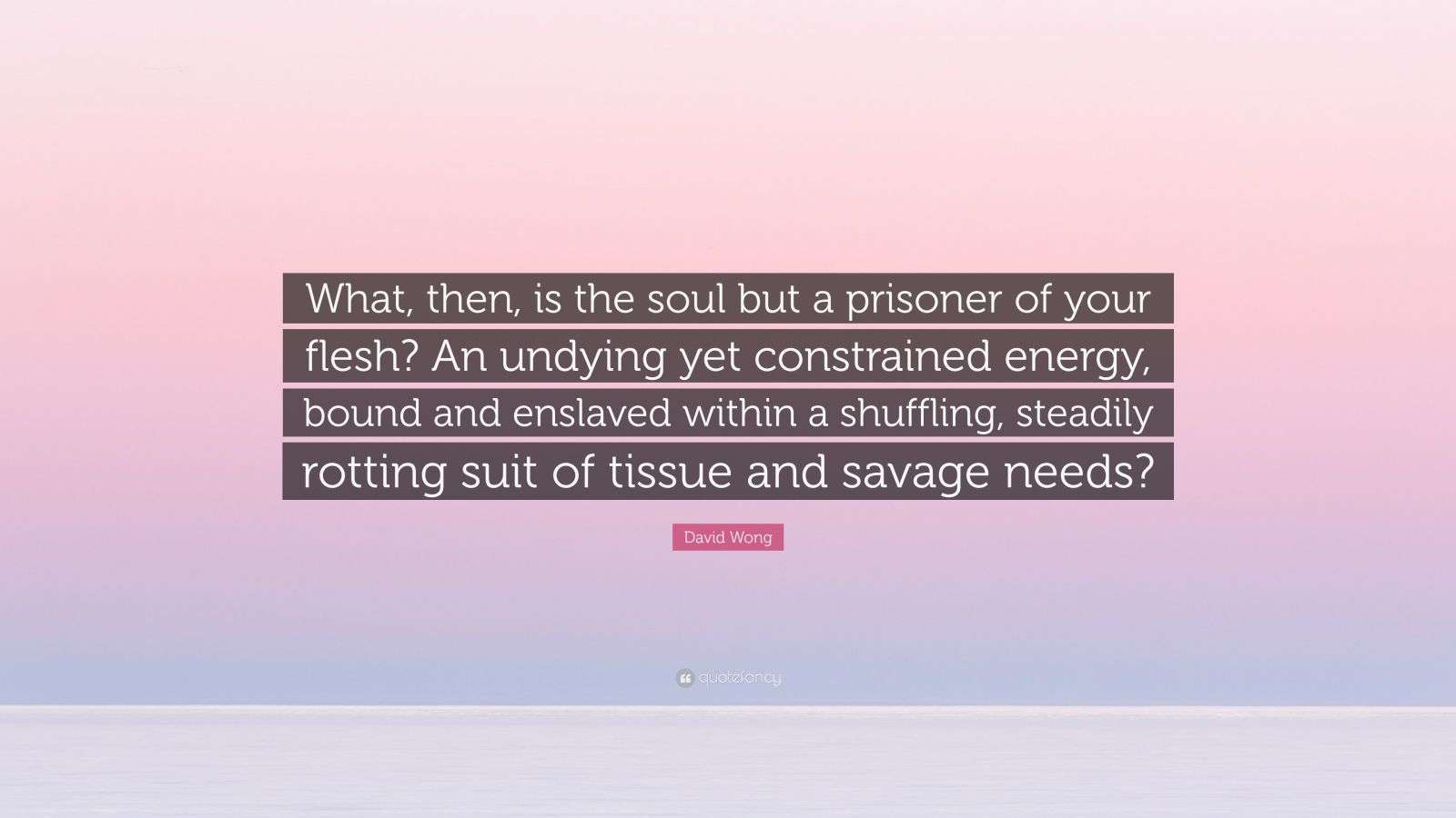 David Wong Quote: “What, then, is the soul but a prisoner of your flesh ...