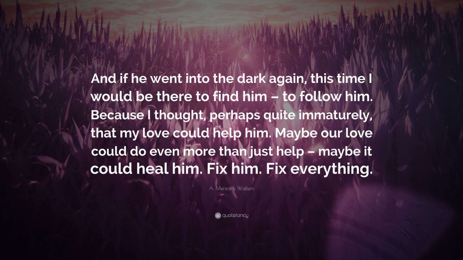 A. Meredith Walters Quote: “And if he went into the dark again, this ...