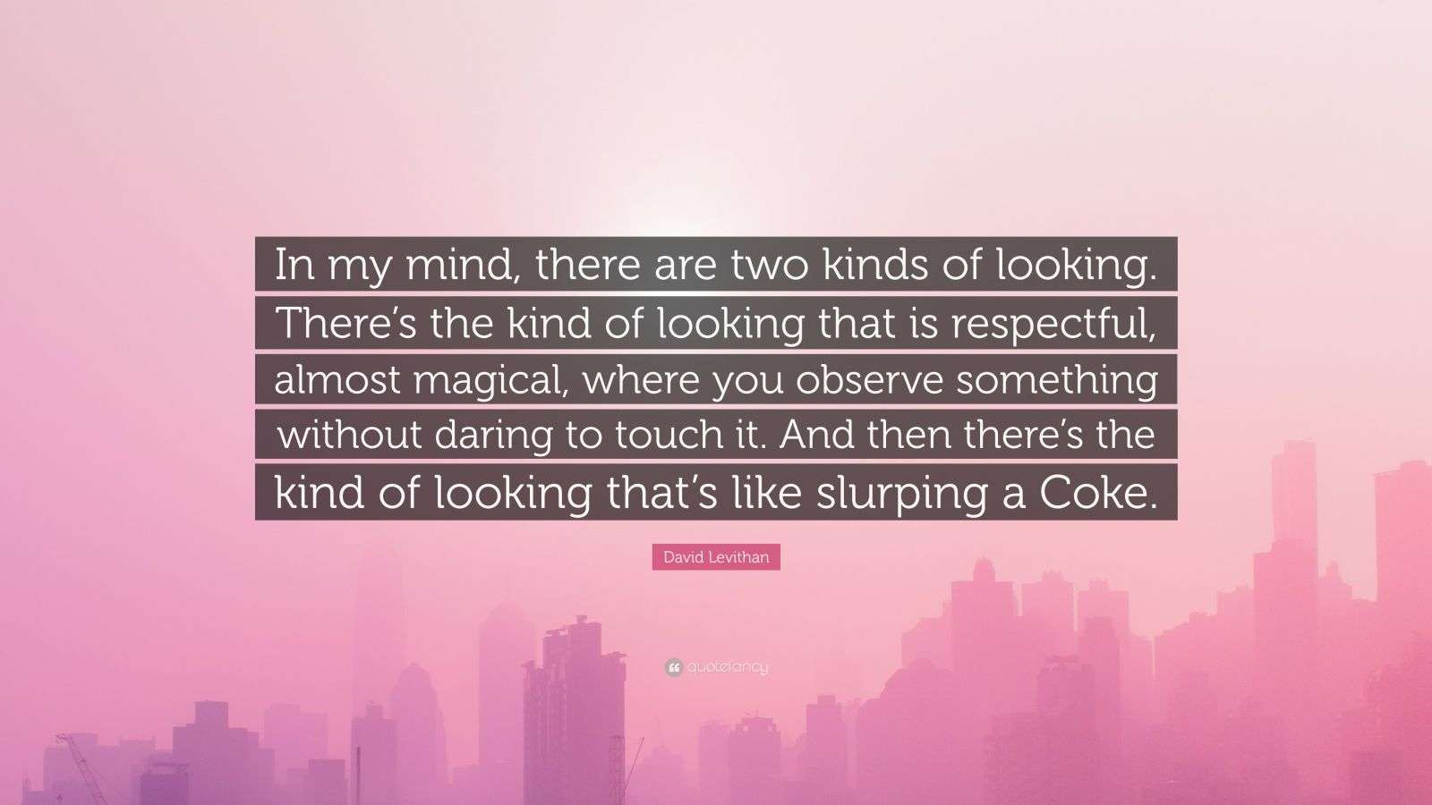 David Levithan Quote: “In my mind, there are two kinds of looking ...