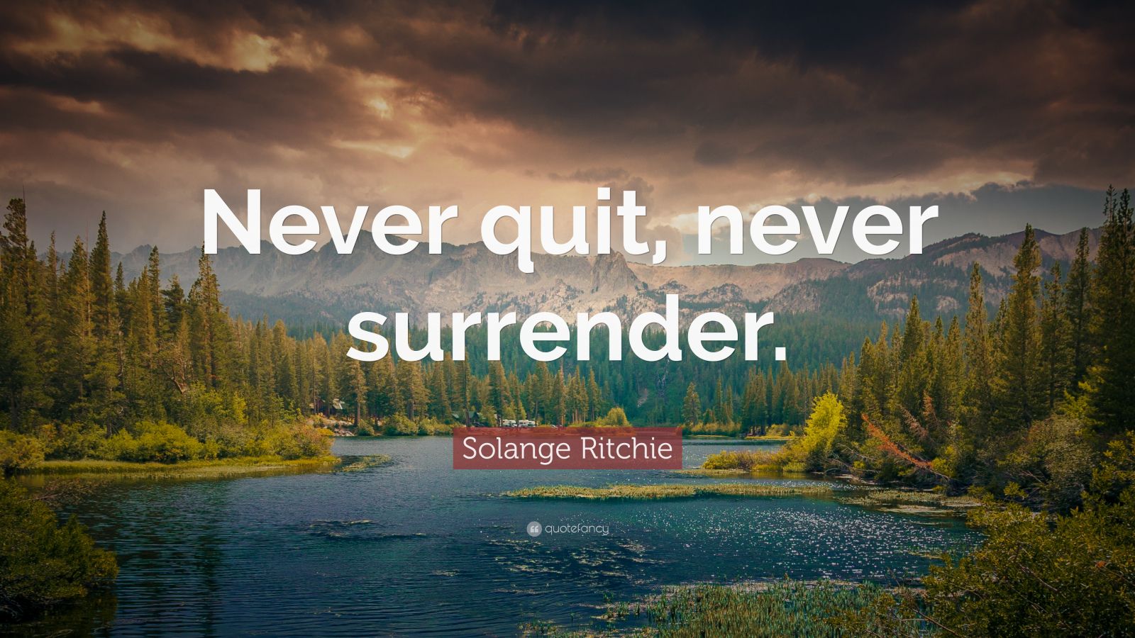 Solange Ritchie Quote: “Never quit, never surrender.”