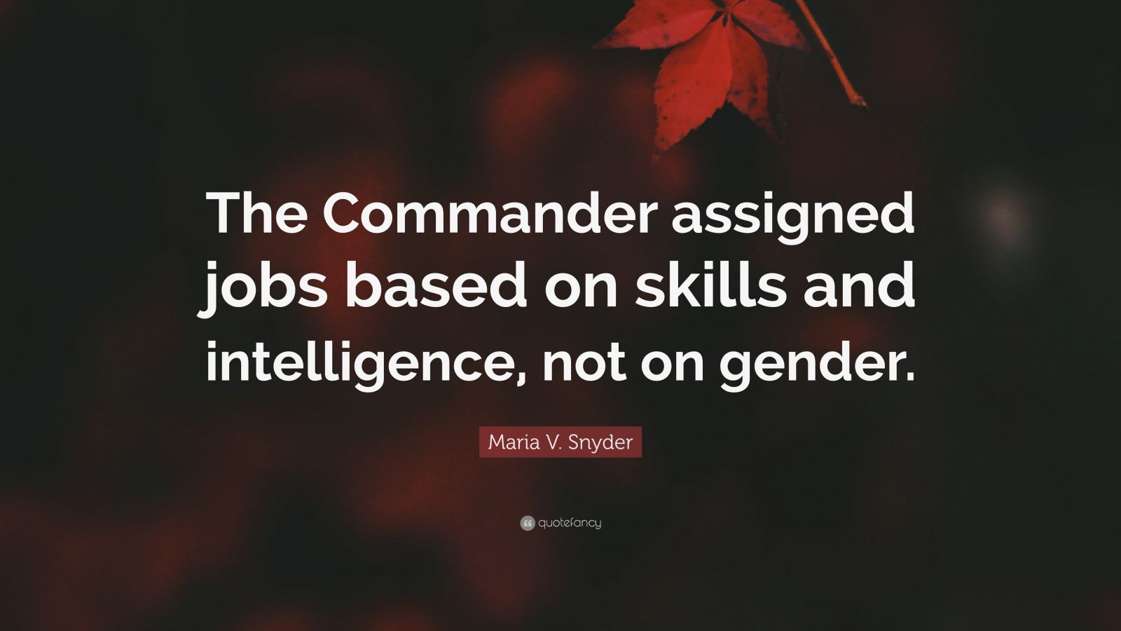Maria V. Snyder Quote: “The Commander assigned jobs based on skills and ...