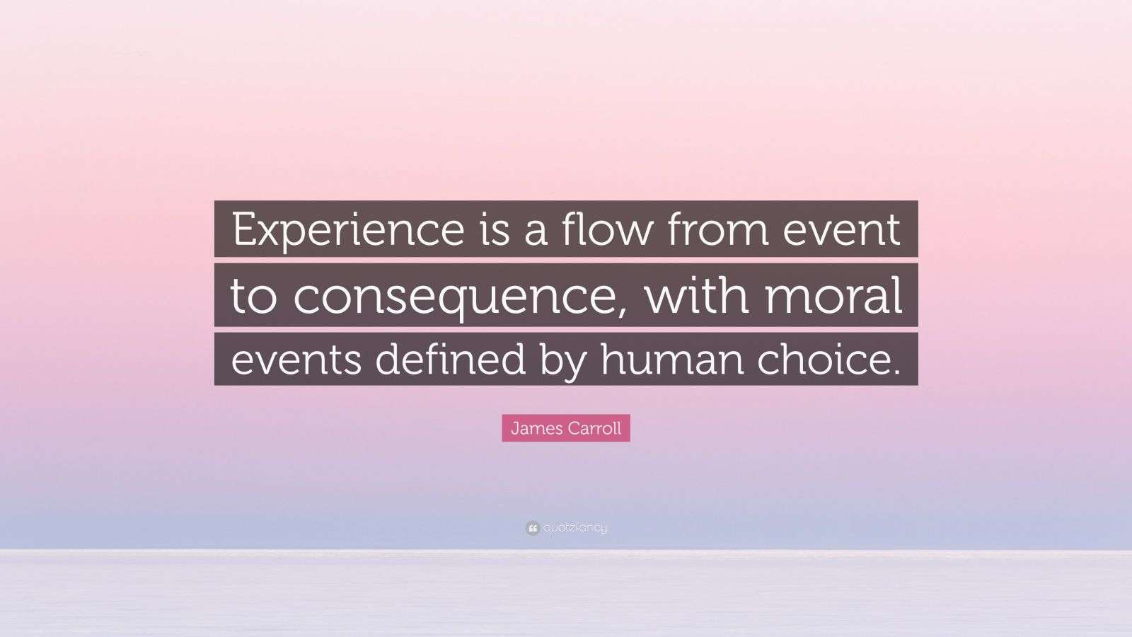 James Carroll Quote: “Experience is a flow from event to consequence ...