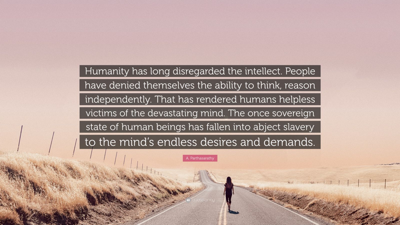 A. Parthasarathy Quote: “Humanity has long disregarded the intellect ...